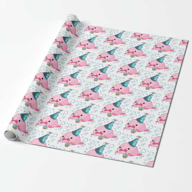 Festive Blobfish Birthday Wrapping Paper | Zazzle