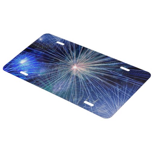 Festive Blue Fireworks License Plate | Zazzle