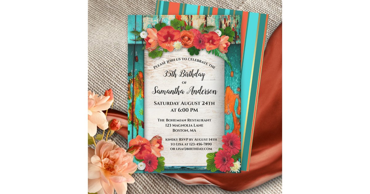 Festive Bohemian Floral Birthday Invitation | Zazzle