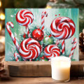 Festive Candy Cane and Peppermint Christmas Holiday Card | Zazzle