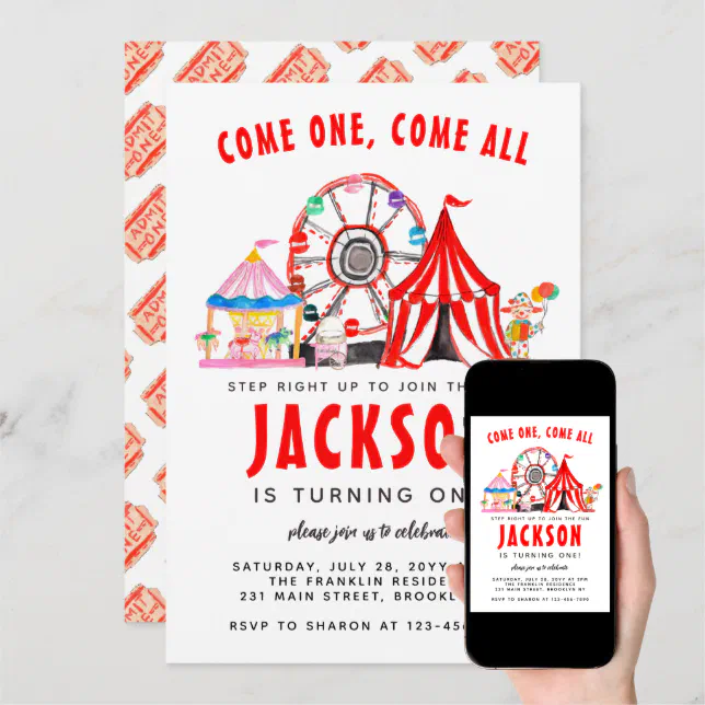 Festive Carnival Circus Show Party Kid Birthday Invitation | Zazzle
