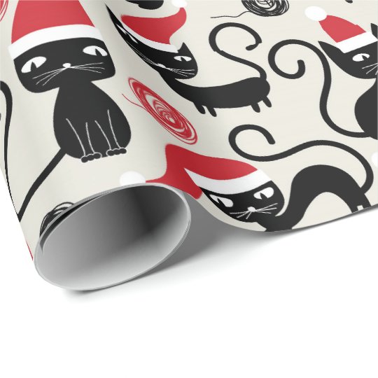 Festive Cat lovers Christmas Holiday wrap Wrapping Paper | Zazzle.com