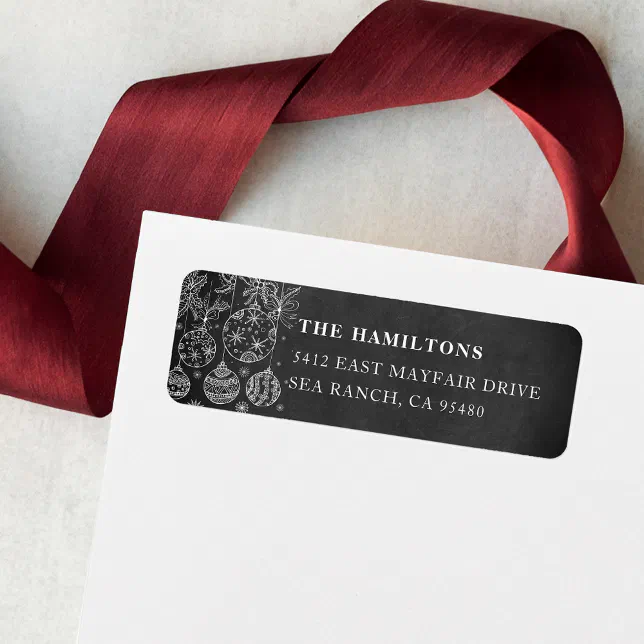Festive Chalk Holiday Return Address Label | Zazzle