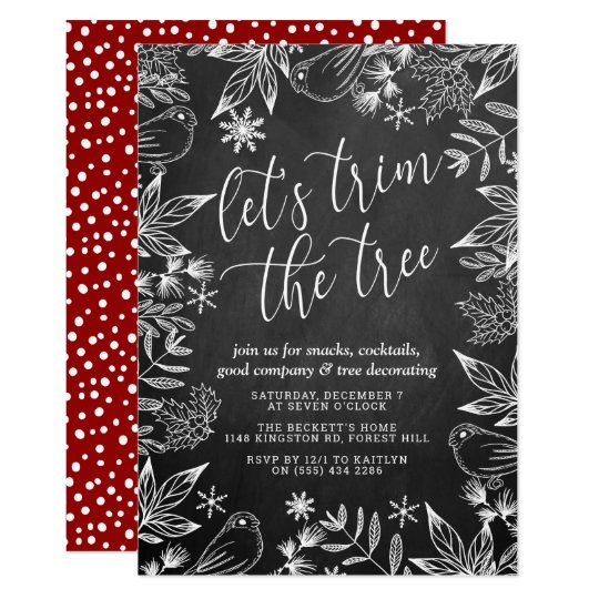 Festive Chalkboard Tree Trimming Party Invitation | Zazzle.com