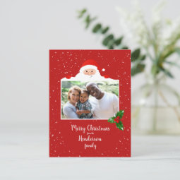 Festive Cheeky Santa - Custom Photo - Personalized Postcard | Zazzle