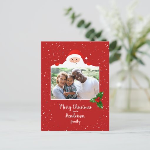 Festive Cheeky Santa - Custom Photo - Personalized Postcard | Zazzle