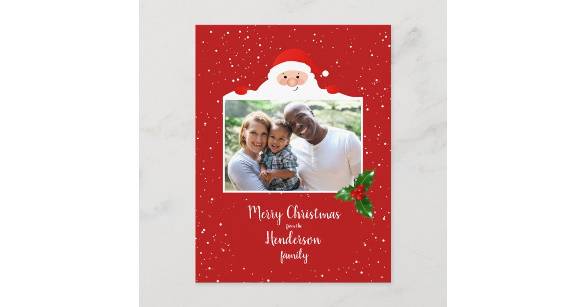 Festive Cheeky Santa - Custom Photo - Personalized Postcard | Zazzle
