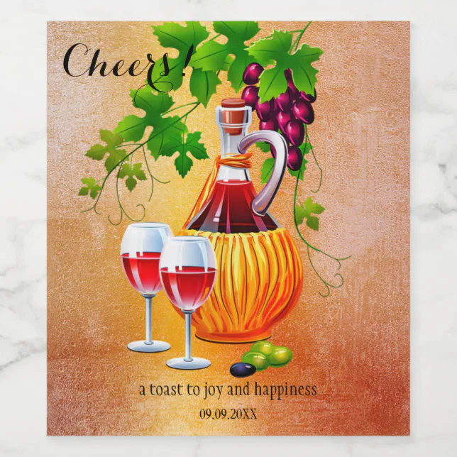 Festive Cheers Celebration Wine Label | Zazzle