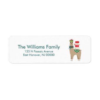 Festive Christmas Alpaca Label | Zazzle