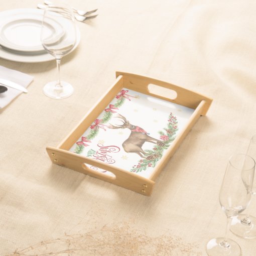 Festive Christmas Buck Reindeer Serving Tray | Zazzle