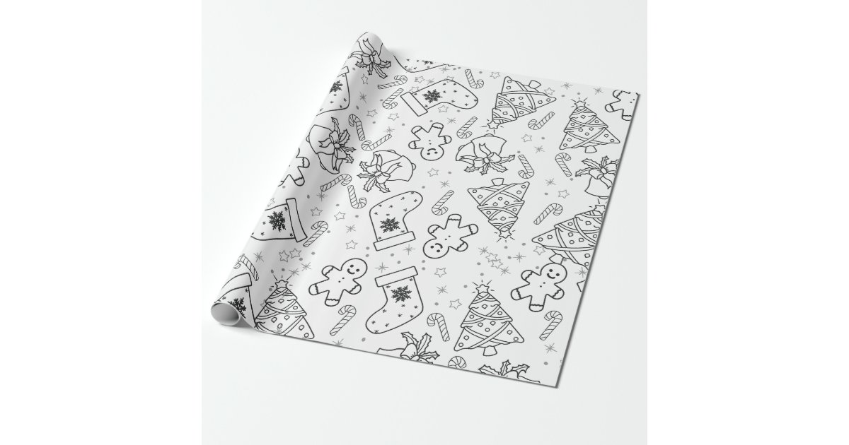 Festive Christmas Coloring Wrapping Paper | Zazzle