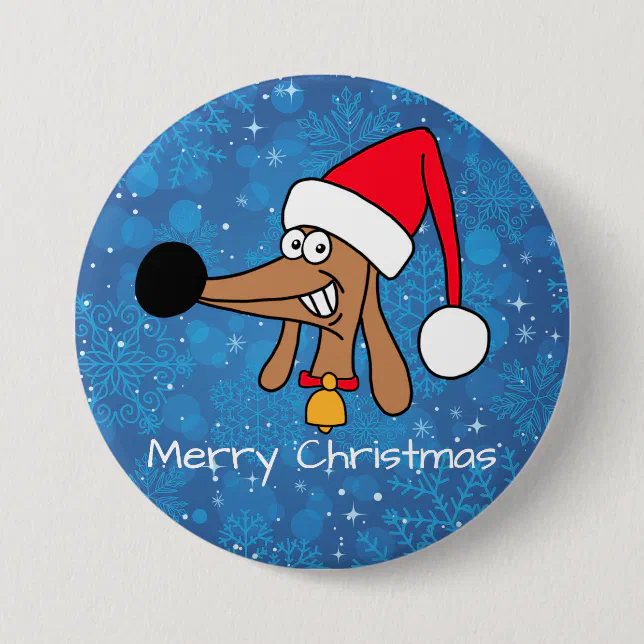Festive Christmas Dachshund Dog Pinback Button | Zazzle
