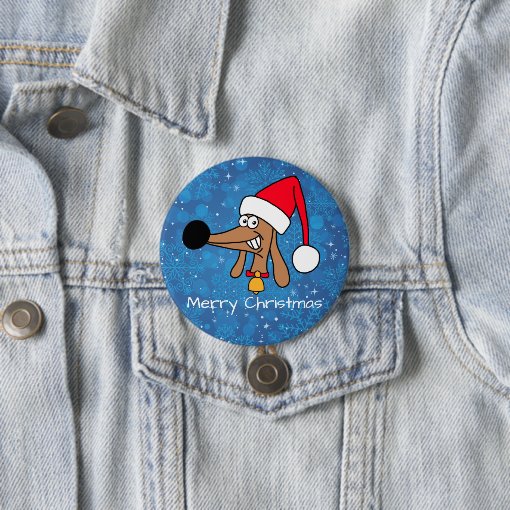 Festive Christmas Dachshund Dog Pinback Button | Zazzle