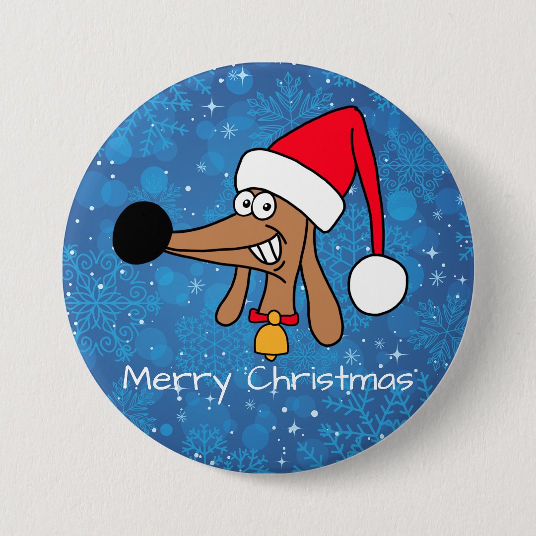 Festive Christmas Dachshund Dog Pinback Button | Zazzle