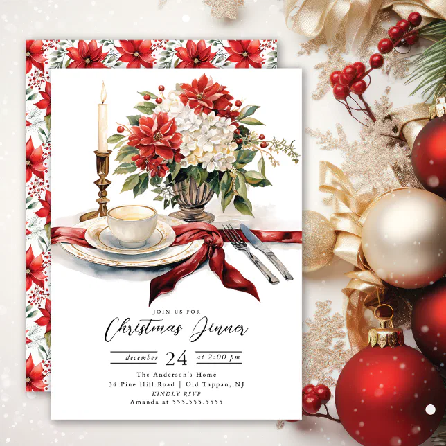 Festive Christmas Dinner Invitation | Zazzle