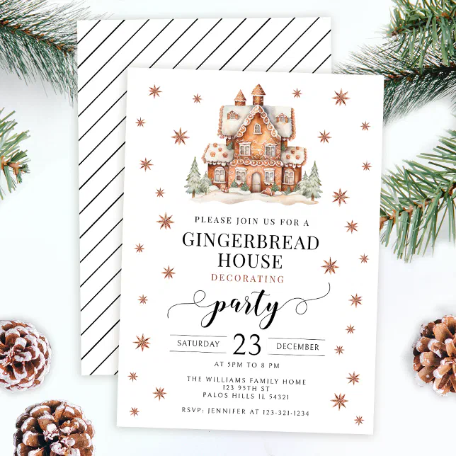 Festive Christmas Gingerbread Decorating Party Invitation | Zazzle