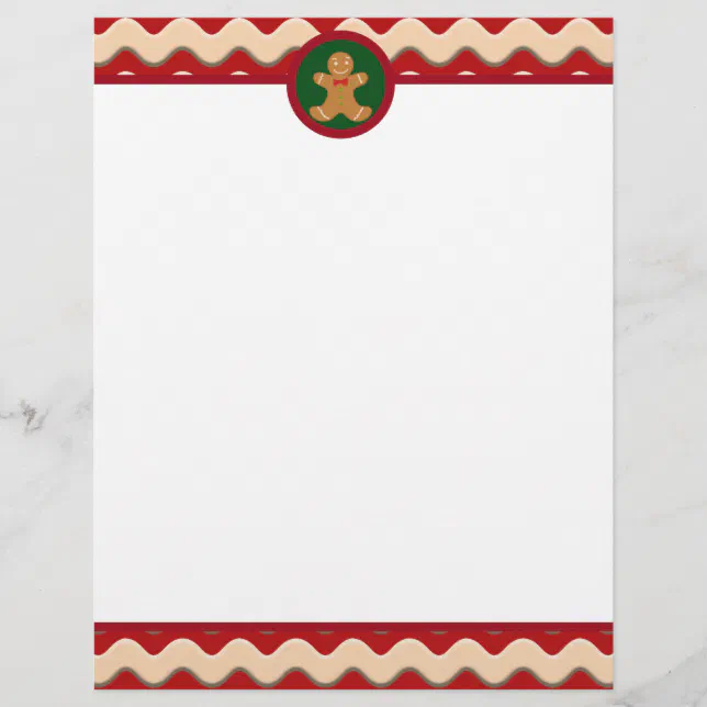 Festive Christmas gingerbread Holiday Letterhead | Zazzle