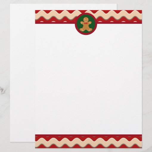 Festive Christmas gingerbread Holiday Letterhead | Zazzle