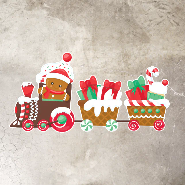 festive Christmas gingerbread train Floor Decals | Zazzle
