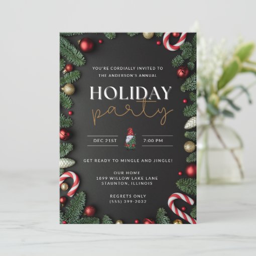 Festive Christmas Holiday Party Invitation | Zazzle