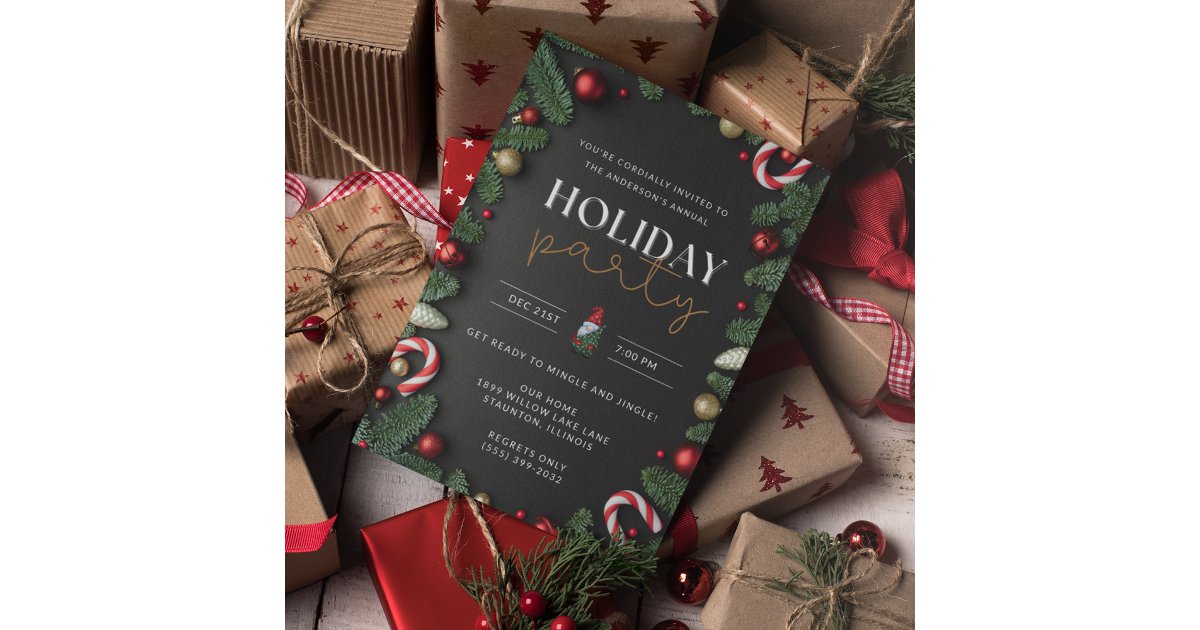 Festive Christmas Holiday Party Invitation | Zazzle