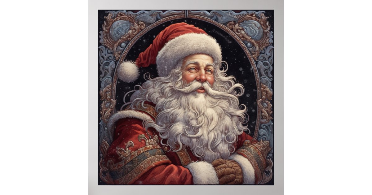 Festive Christmas Holiday Santa Poster | Zazzle