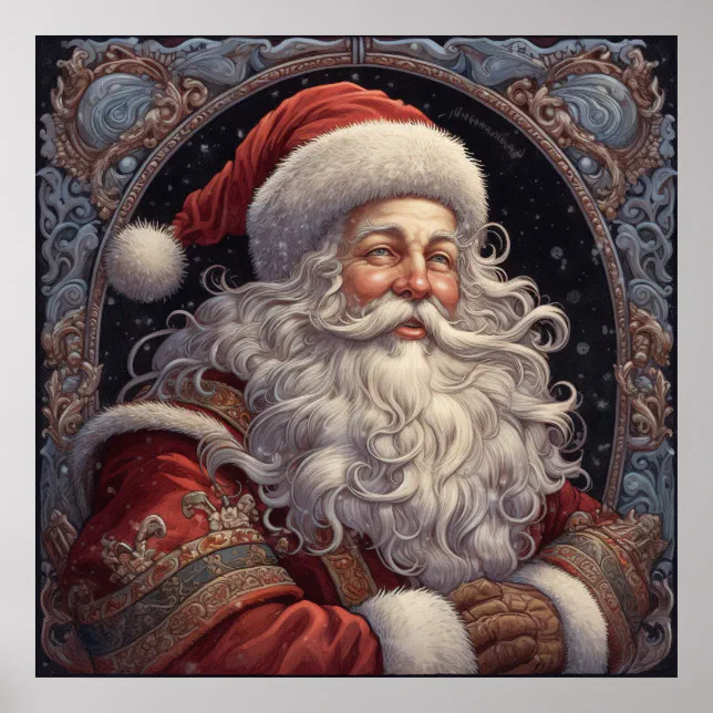 Festive Christmas Holiday Santa Poster | Zazzle