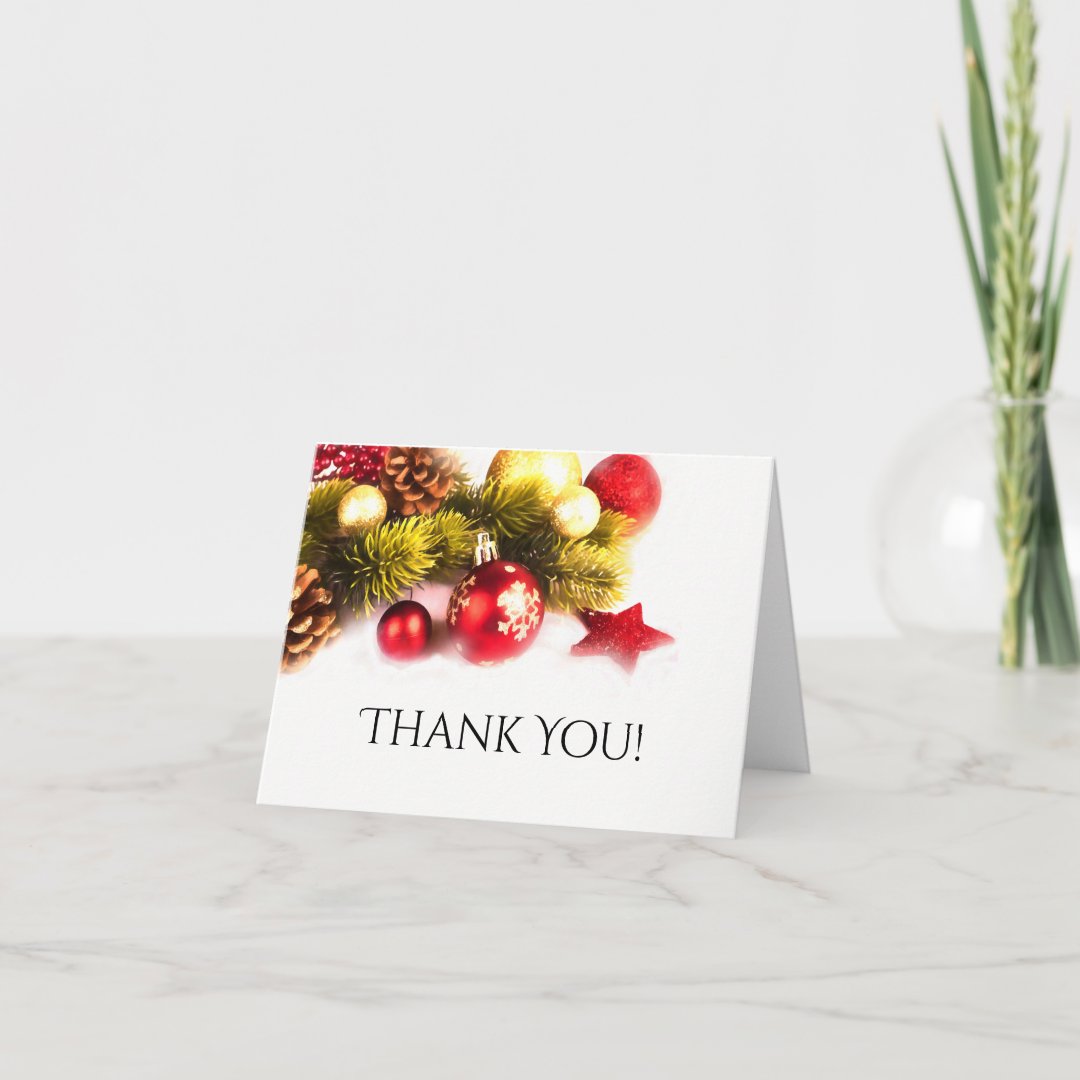 Festive Christmas Holiday Wedding Thank You Card | Zazzle