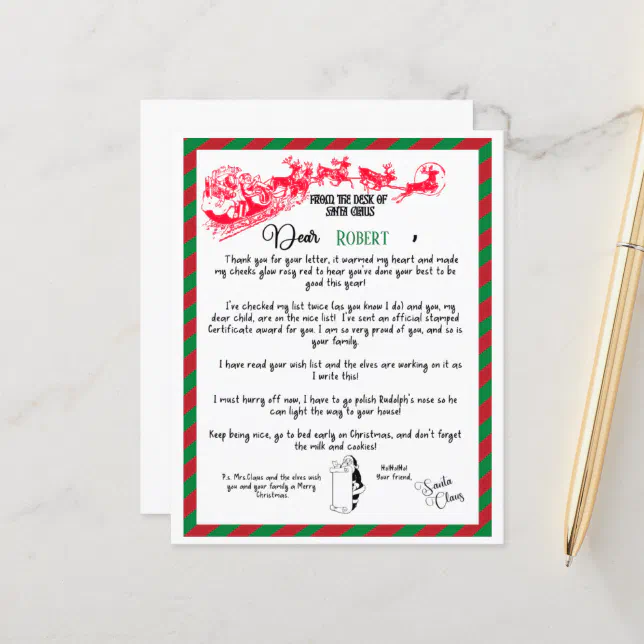Festive Christmas letter from Santa | Zazzle