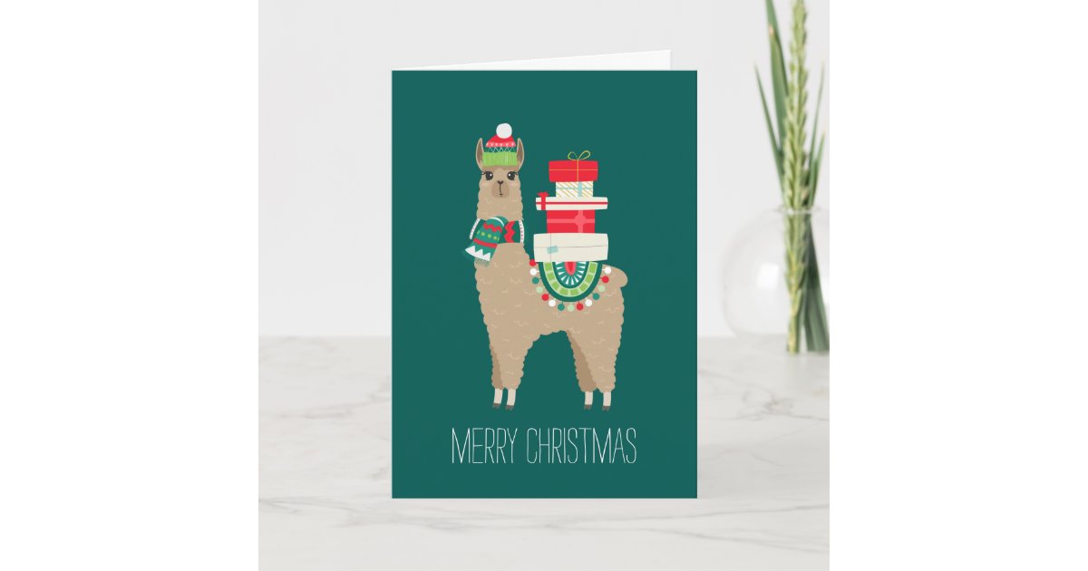 Festive Christmas Llama Custom Photo Holiday Card | Zazzle