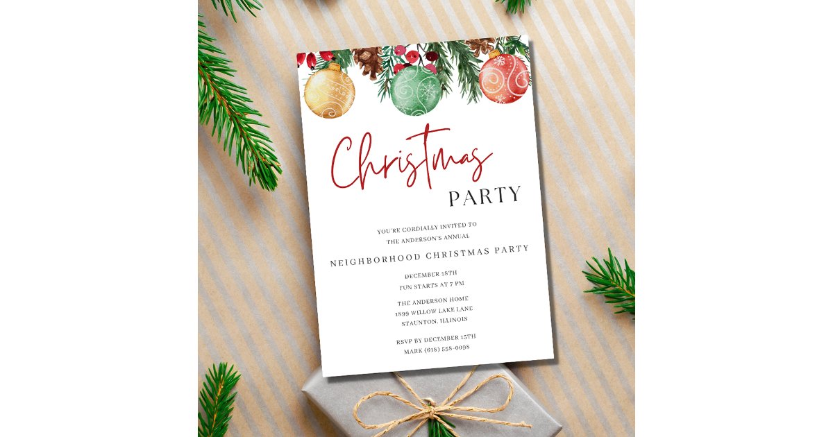 Festive Christmas Neighborhood Holiday Party Invitation | Zazzle