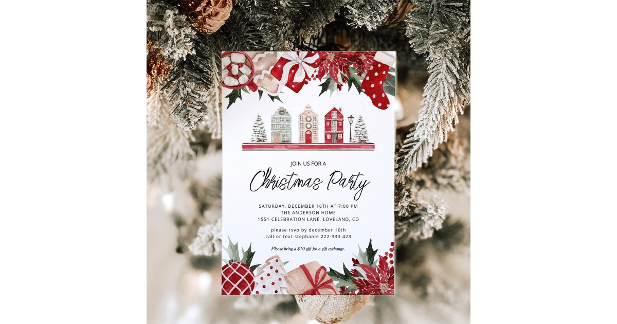 Festive Christmas Party Invitation | Zazzle