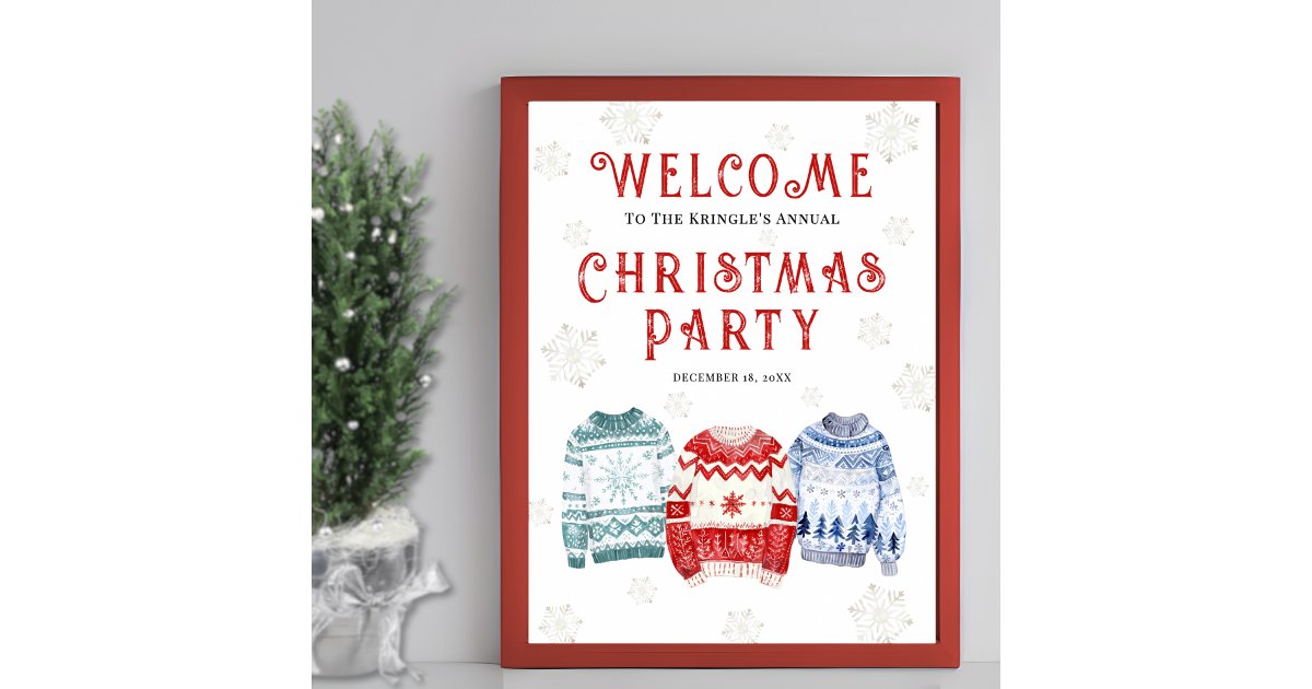 Festive Christmas Party Welcome Sign | Zazzle
