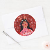 Festive Christmas personalised name parcel Classic Round Sticker | Zazzle