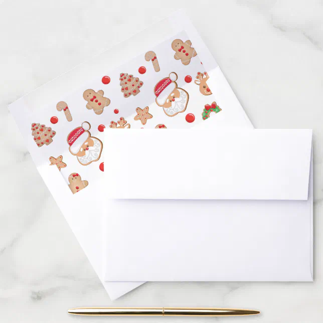 Festive Christmas Santa Gingerbread Cookie Envelope Liner | Zazzle