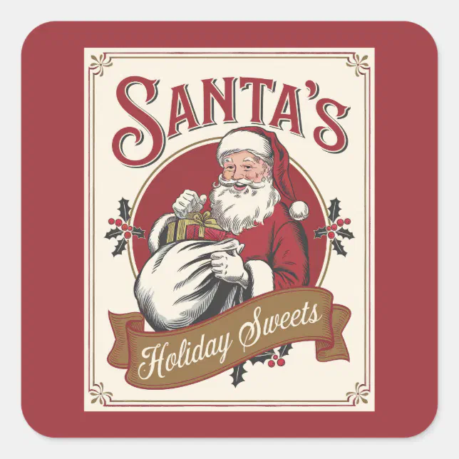 Festive Christmas santa's Holiday sweets Square Sticker | Zazzle