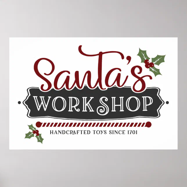 Festive Christmas Santa's workshop Poster | Zazzle