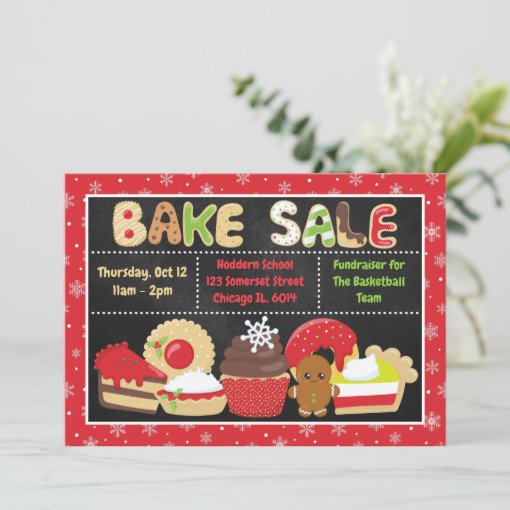 Festive Christmas School Bake Sale Invitation | Zazzle
