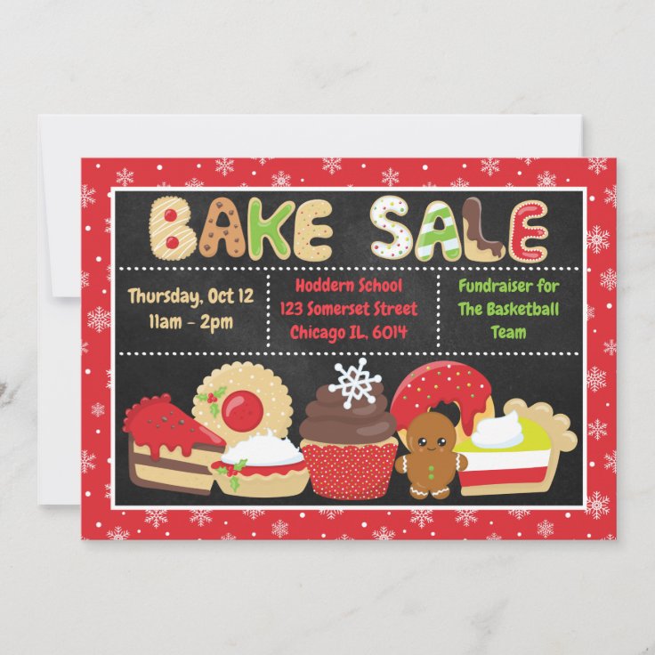 Festive Christmas School Bake Sale Invitation | Zazzle