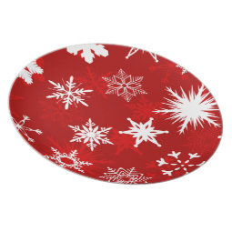 Festive Christmas snowflakes Dinner Plate | Zazzle