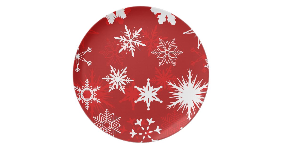 Festive Christmas snowflakes Dinner Plate | Zazzle