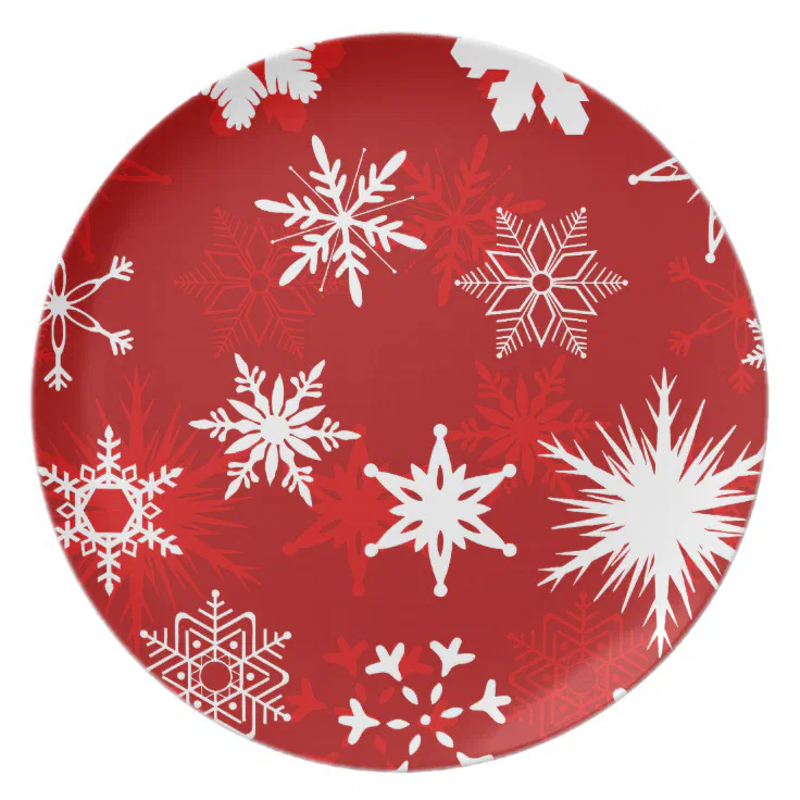 Festive Christmas snowflakes Dinner Plate | Zazzle