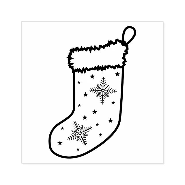 Festive Christmas Stocking Line Art Shape Design Rubber Stamp | Zazzle