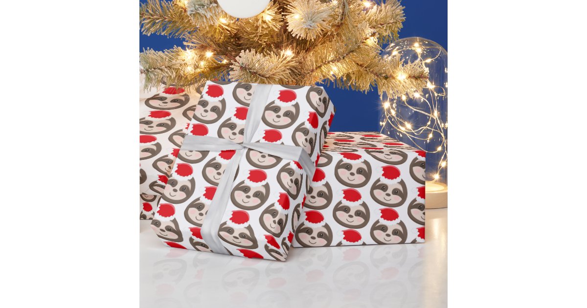 Festive Christmas tiled sloths Wrapping Paper | Zazzle
