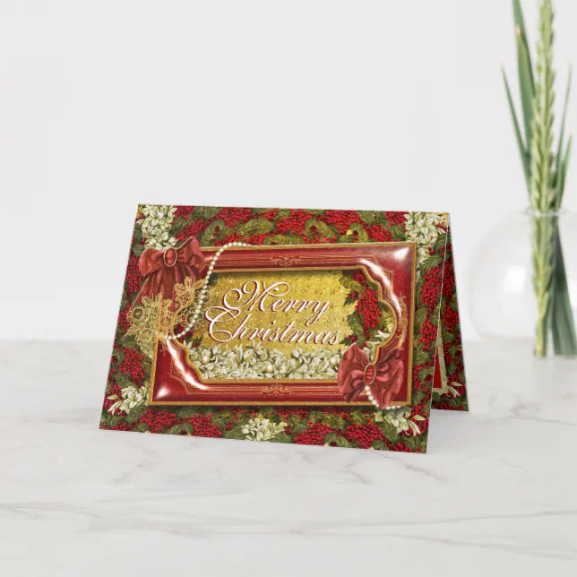 Festive Christmas traditional Holiday Card | Zazzle