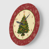 Festive Christmas Tree Large Clock | Zazzle