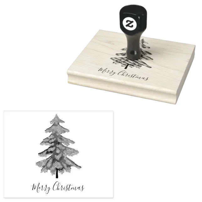 Festive Christmas Tree Rubber Stamp | Zazzle