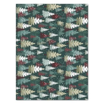 Festive Christmas Trees Winter Snow Holiday Tissue Paper | Zazzle