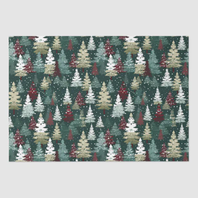 Festive Christmas Trees Winter Snow Holiday Tissue Paper | Zazzle