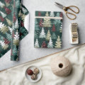 Festive Christmas Trees Winter Snow Holiday Wrapping Paper | Zazzle